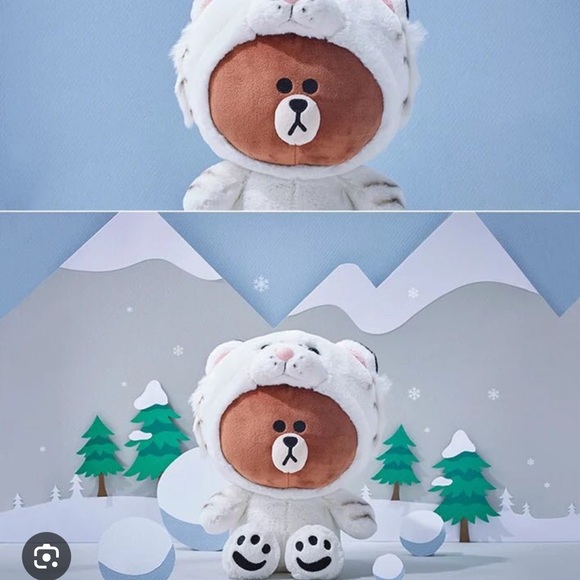 line friends | Toys | Line Friends Jungle Brown Snow Leopard Plush ...